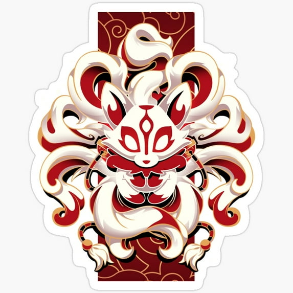 DOPASTICKER Fox Spirit - Japanese Nine Tailed Fox Sticker Phone Decal ...