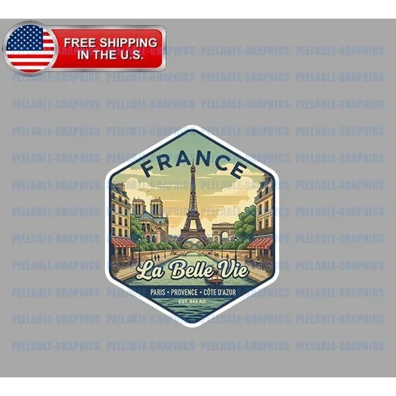 DOPASTICKER France Country Sticker Souvenir Travel Map French Euro ...