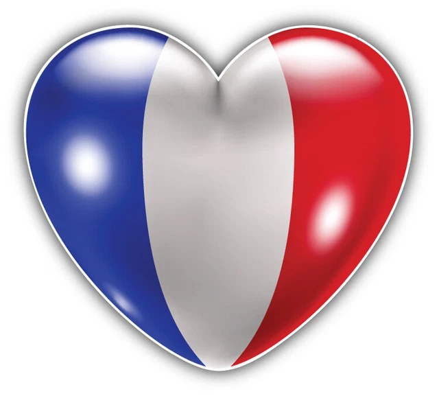DOPASTICKER France Flag Glossy Heart Sticker Decal Phone Decal Water ...
