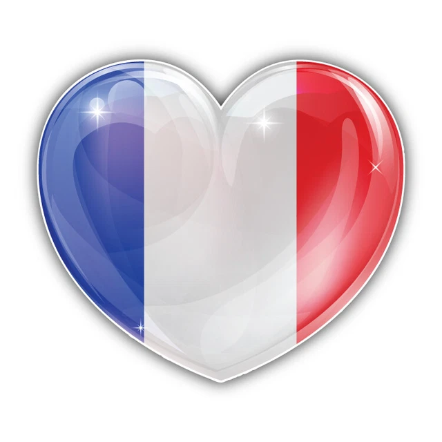 DOPASTICKER France Glossy World Flag Love Heart Conceprt Sticker Decal ...