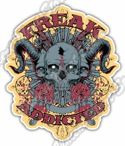 DOPASTICKER Freak Addicted Horned Skull Gift Idea Car Sticker Decal ...