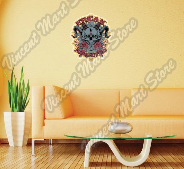 DOPASTICKER Freak Addicted Horned Skull Gift Idea Wall Sticker Room ...