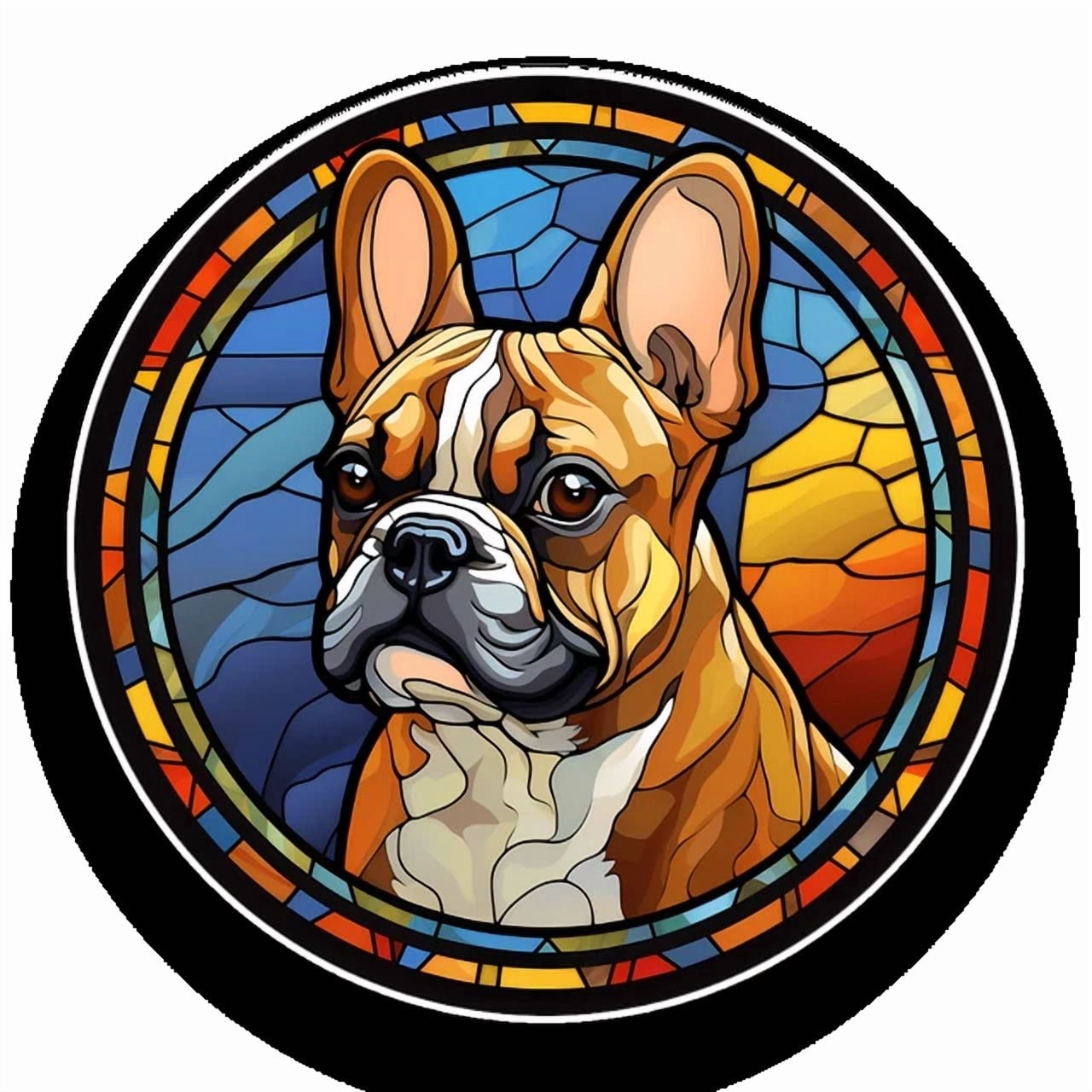 DOPASTICKER French Bulldog Puppy Stained Glass Style Window Opaque ...