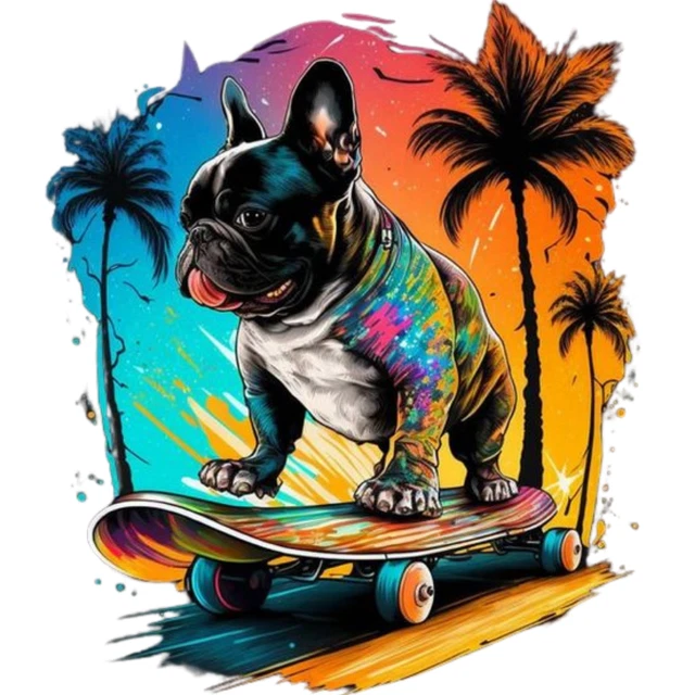 DOPASTICKER French Bulldog Street Art Urban Edgy Grunge Punk Skateboard ...