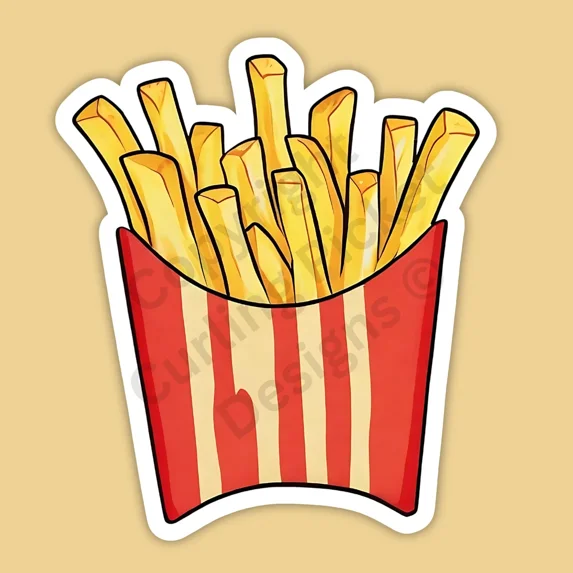 DOPASTICKER French Fries Spud Potato Fast Food Sticker Waterproof ...