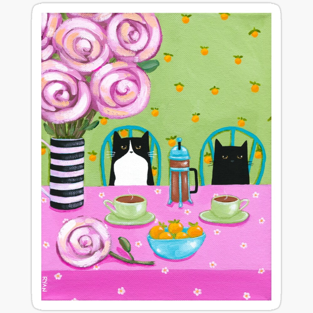 DOPASTICKER French Press Coffee Cats Sticker Phone Decal Water Bottle ...