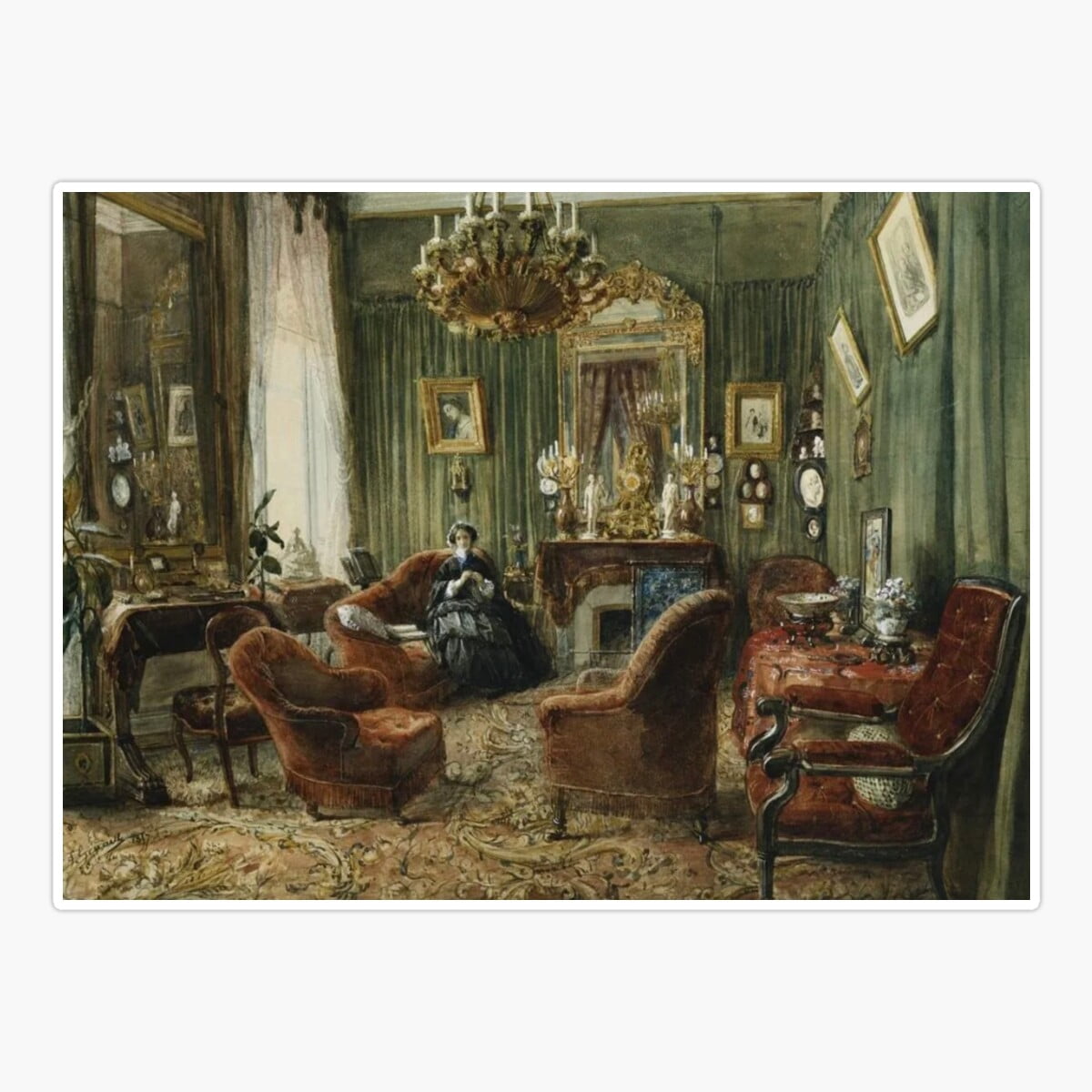 DOPASTICKER French Victorian Parlor Sticker, Phone Sticker Car Sticker ...