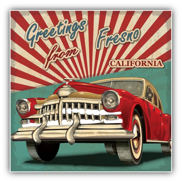 DOPASTICKER Fresno California Retro Greetings Sticker Decal Phone Decal ...