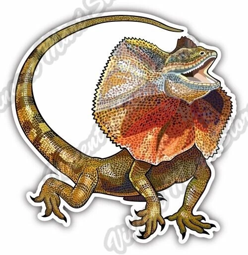 DOPASTICKER Frill Necked Lizard Creature Reptile Gift Car Sticker Decal ...