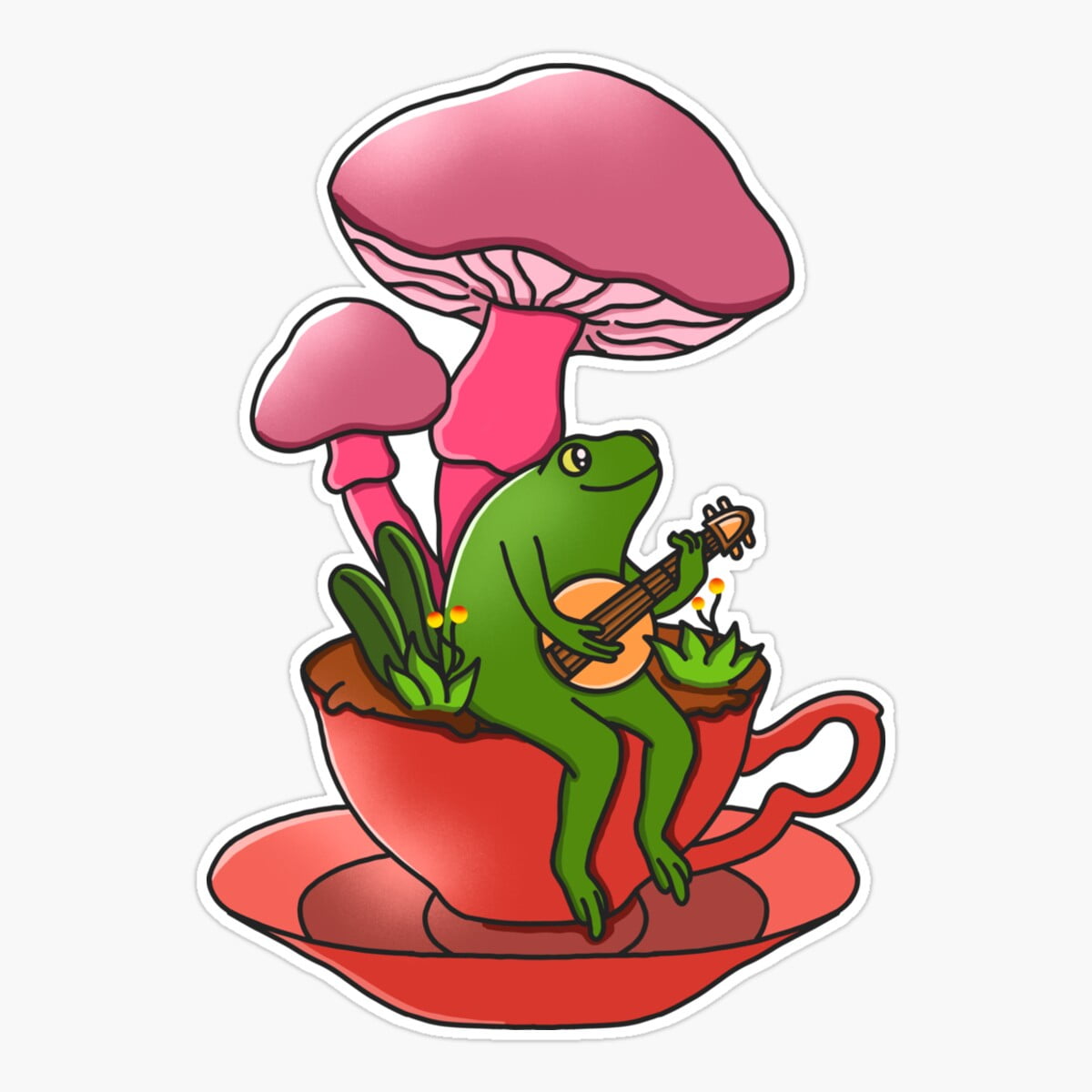 DOPASTICKER Frog And Banjo Sticker, Phone Sticker Water Bottle Sticker ...