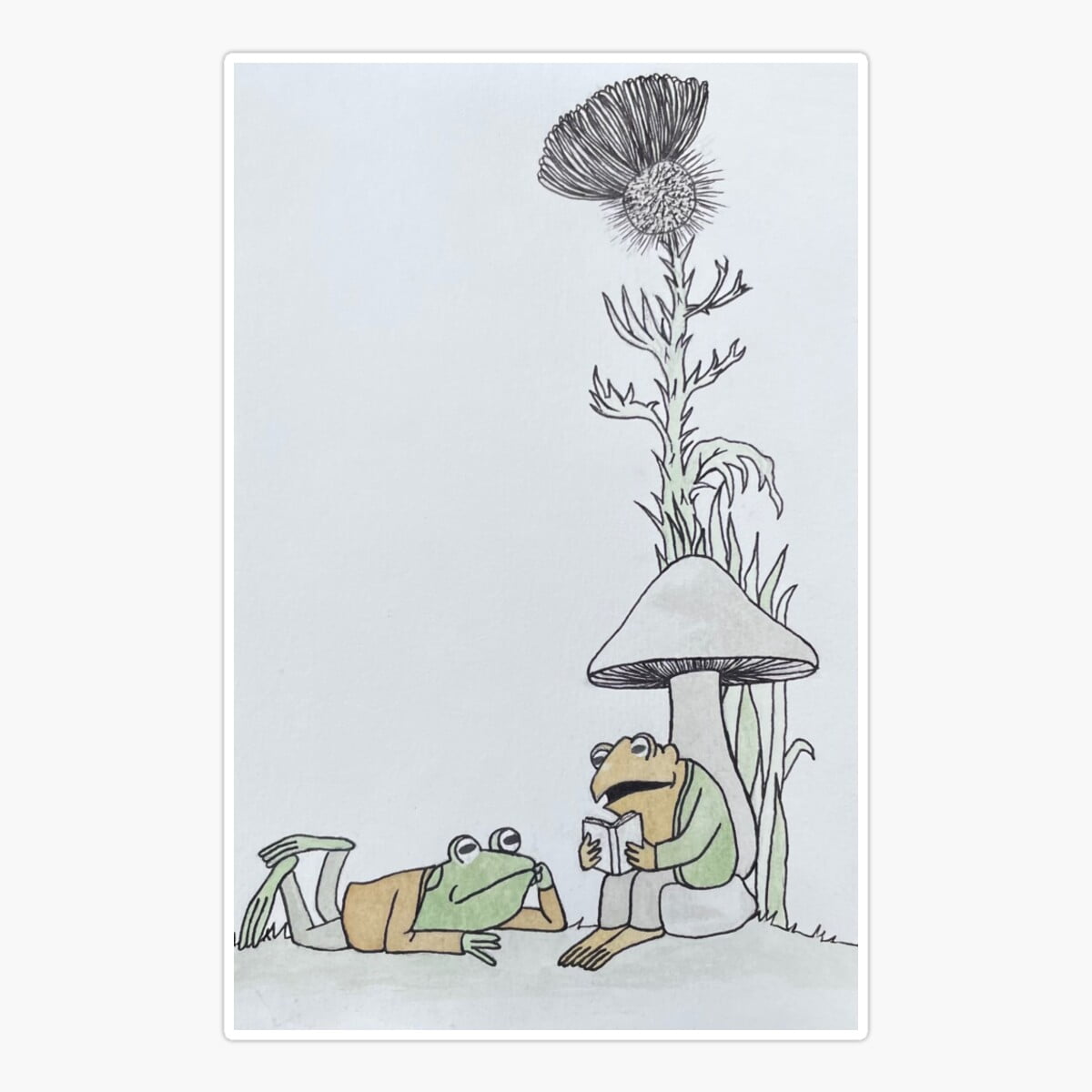 DOPASTICKER Frog And Toad Watercolor Painting Sticker, Phone Sticker ...