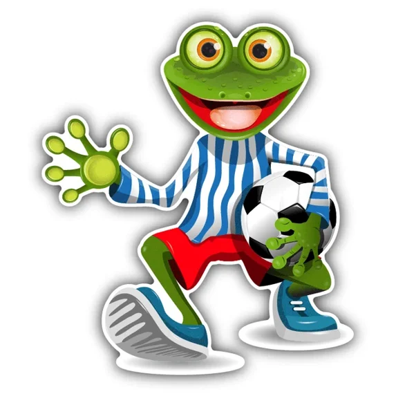 DOPASTICKER Frog Football Player Cartoon Sticker Decal Phone Decal ...