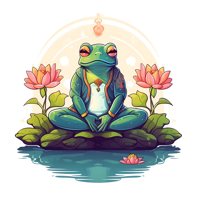DOPASTICKER Frog Lotus Sticker Yoga Art Chakra Serenity Zen Meditation ...