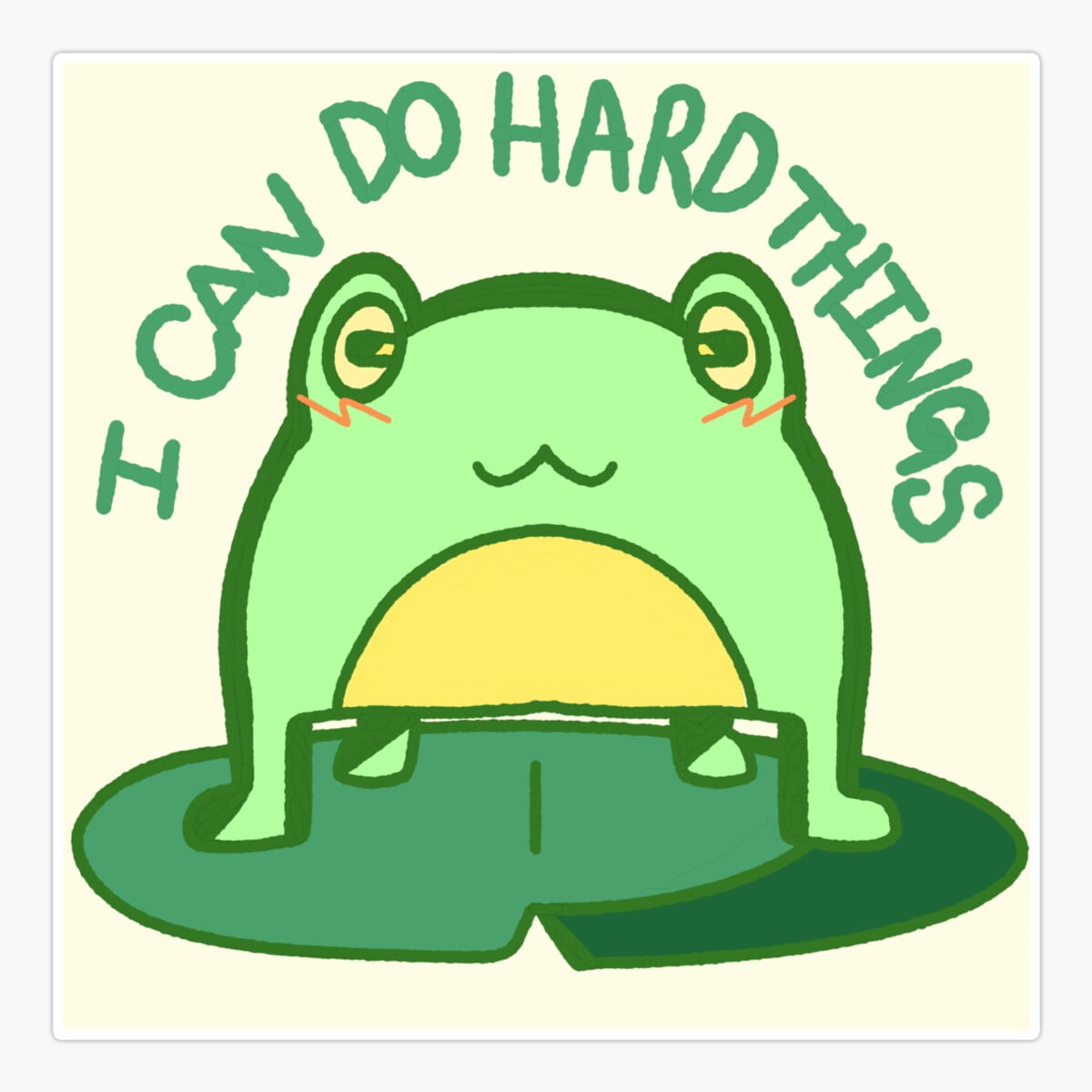 DOPASTICKER Frog On A Lily Pad - I Can Do Hard Things Sticker, Phone ...