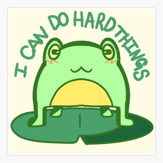 DOPASTICKER Frog On A Lily Pad - I Can Do Hard Things Sticker, Phone ...