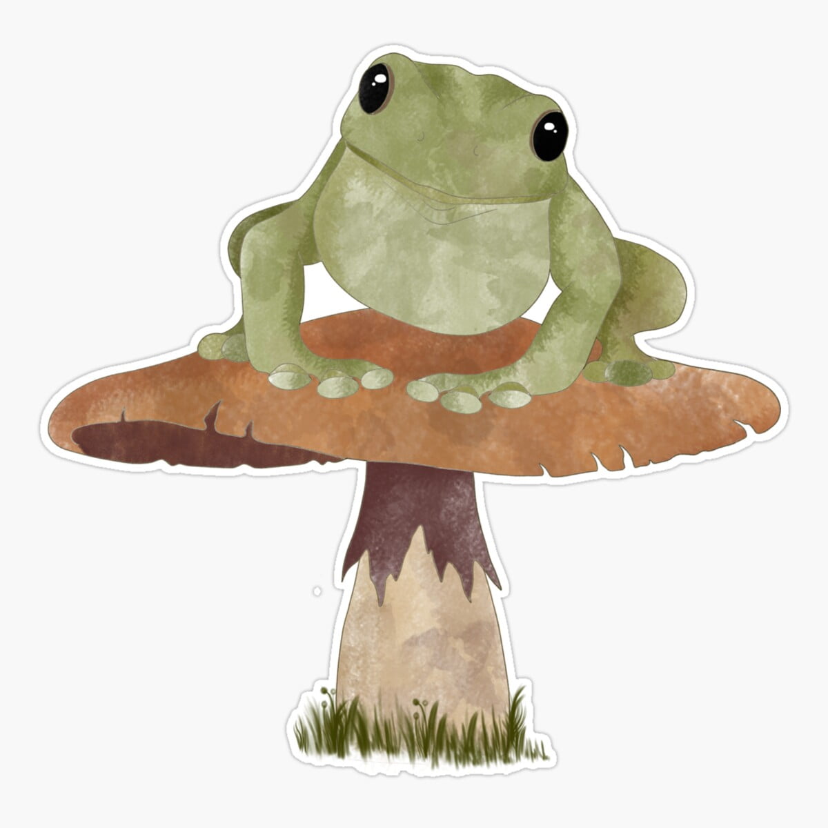DOPASTICKER Frog On A Mushroom Sticker, Phone Sticker Car Stickers ...