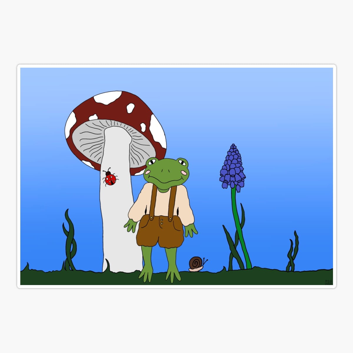 DOPASTICKER Froggy With A Mushroom Sticker, Phone Sticker Car Sticker ...