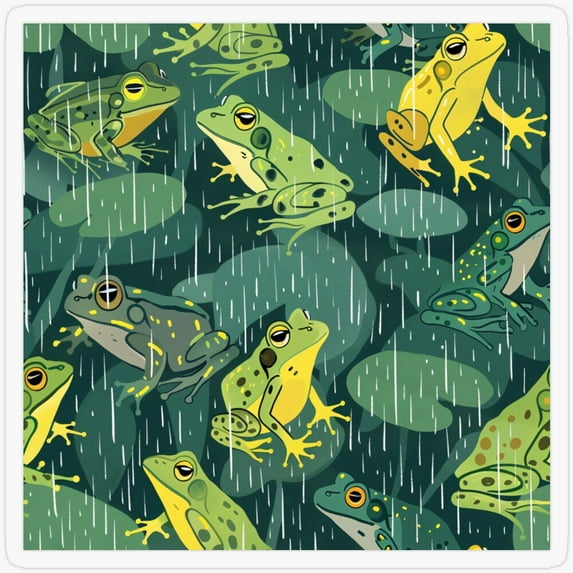 DOPASTICKER Frogs In A Gentle Rain Sticker Phone Sticker, Latop Sticker ...