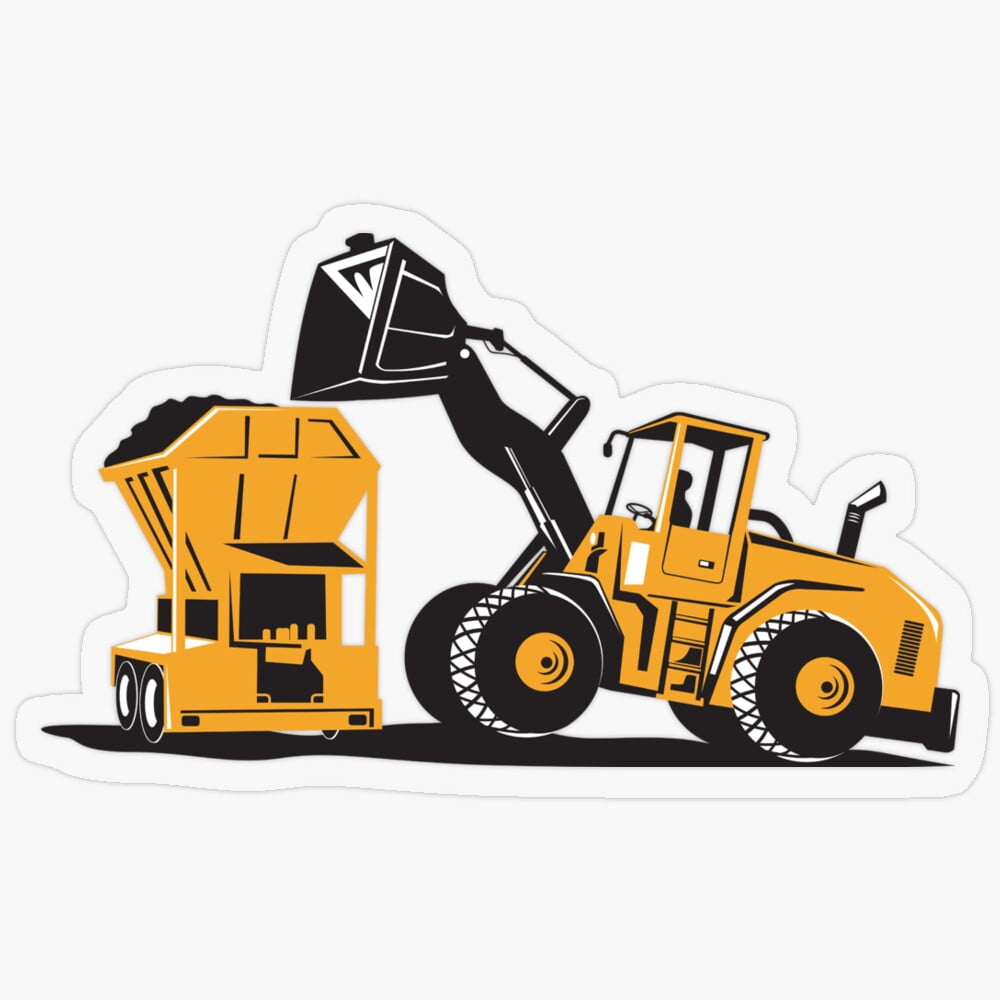 DOPASTICKER Front End Loader Digger Excavator Retro Transparent Sticker ...