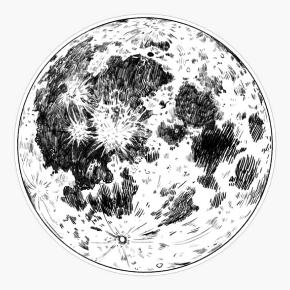 DOPASTICKER Full Moon Sticker, Phone Sticker Water Bottle Sticker Car ...