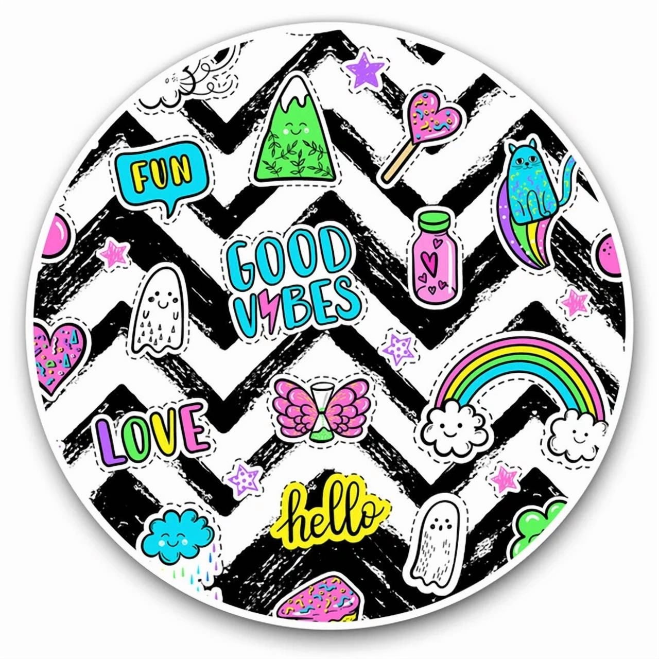 DOPASTICKER Fun Good Vibes Girls Icons Cool Gift Decorative Laptop ...