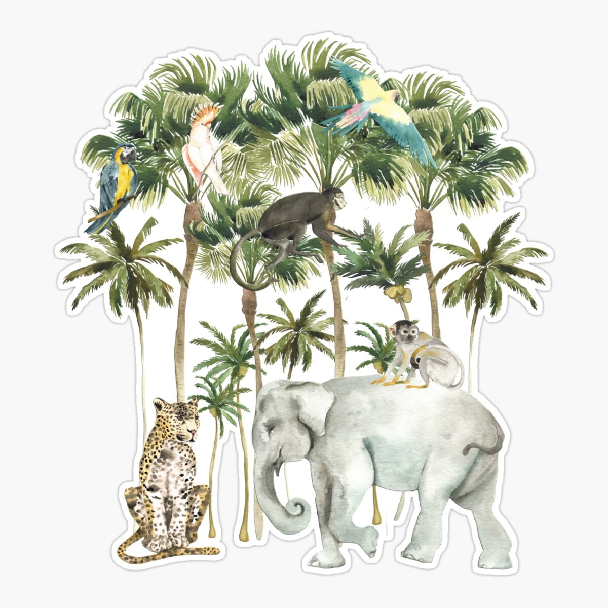 DOPASTICKER Fun In The Jungle Sticker, Phone Sticker Water Bottle ...