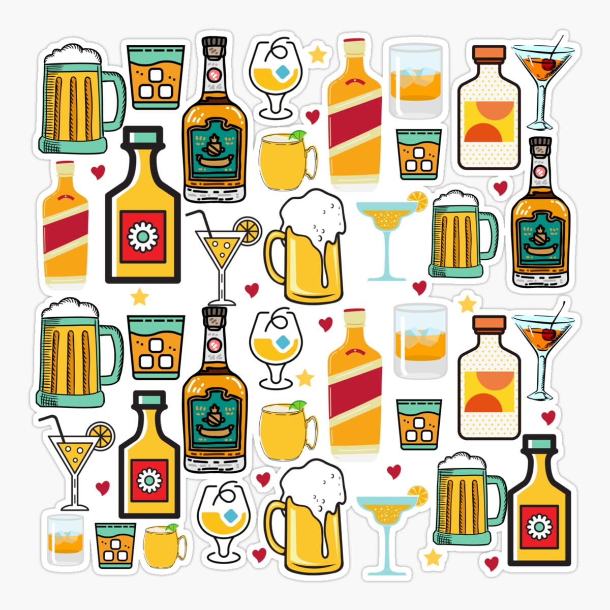 DOPASTICKER Fun Multicolor Alcohol Beverage Sticker, Phone Sticker Car ...