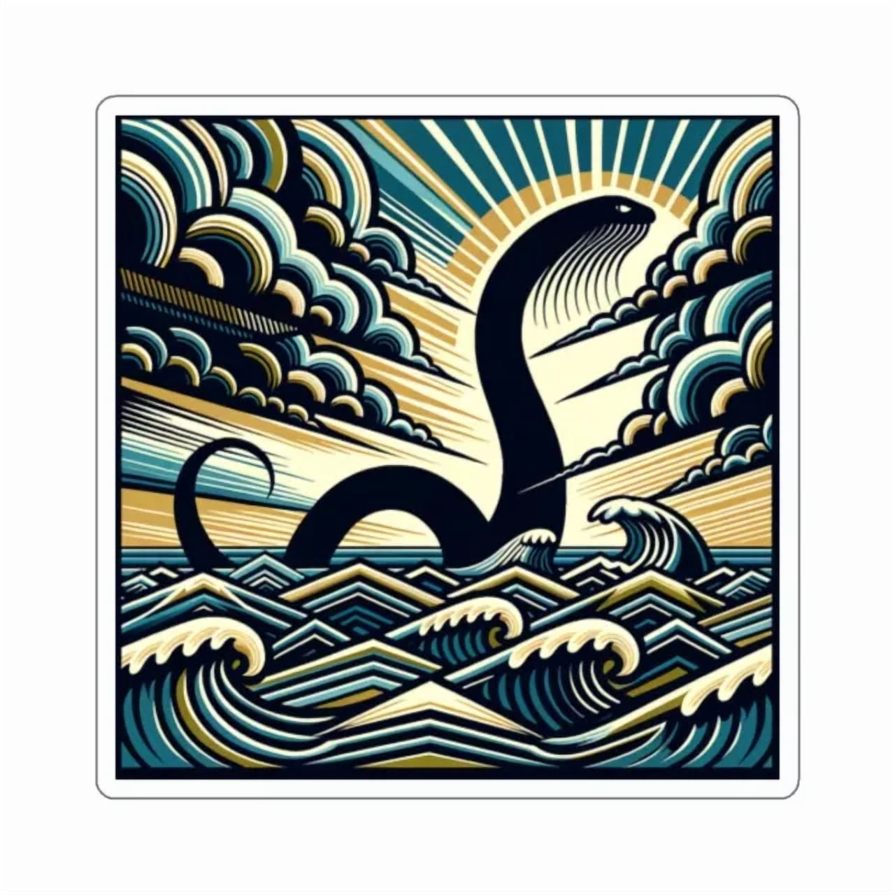 DOPASTICKER Fun Sticker Art Deco Loch Ness Monster Ocean Monster ...