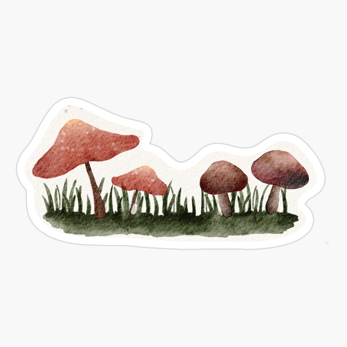 DOPASTICKER Fungi And Grass In Watercolor Sticker, Phone Sticker Car ...