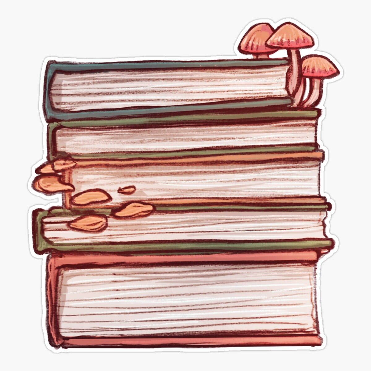 DOPASTICKER Fungi Book Stack Sticker, Phone Sticker Car Stickers ...
