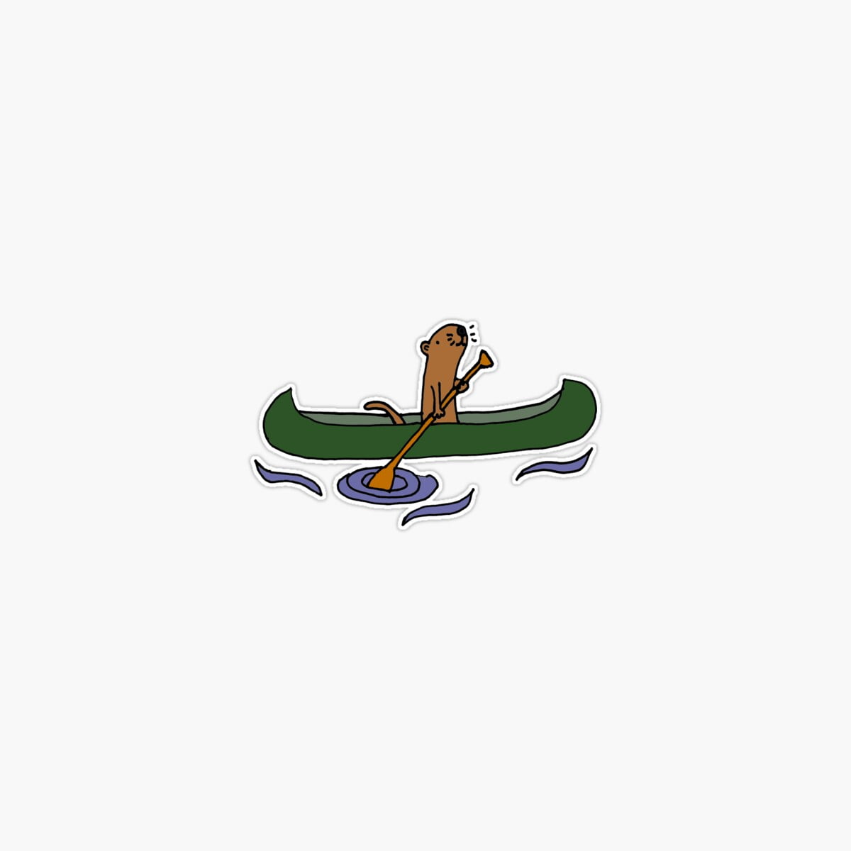 DOPASTICKER Funky Cool Sea Otter Canoeing Sticker, Phone Sticker Car ...
