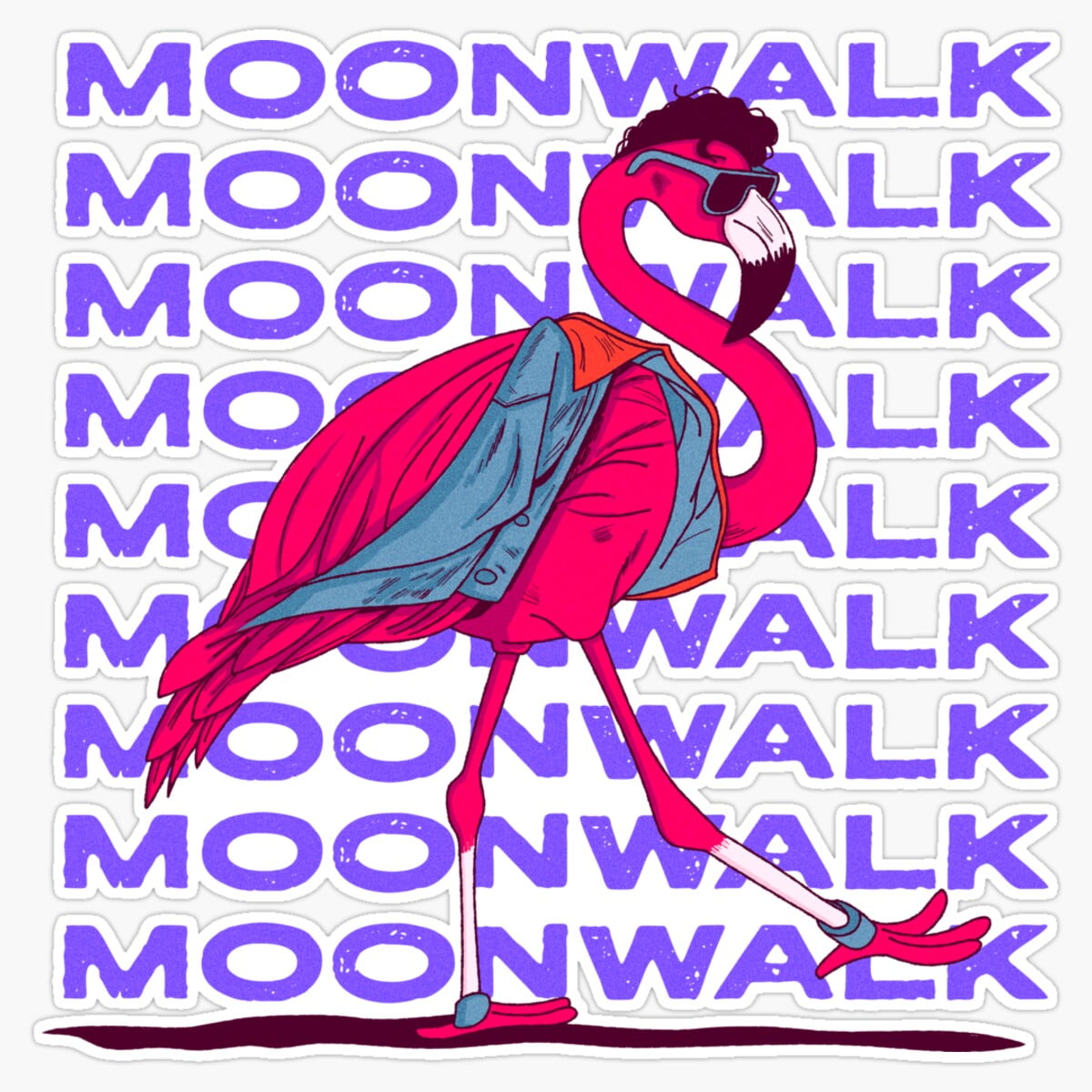DOPASTICKER Funky Flamingo Moonwalk Dance The Night Away Sticker, Phone ...