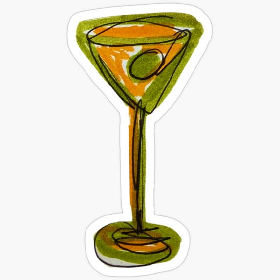 DOPASTICKER Funky Green Wine Glass Sticker Phone Sticker, Latop Sticker ...