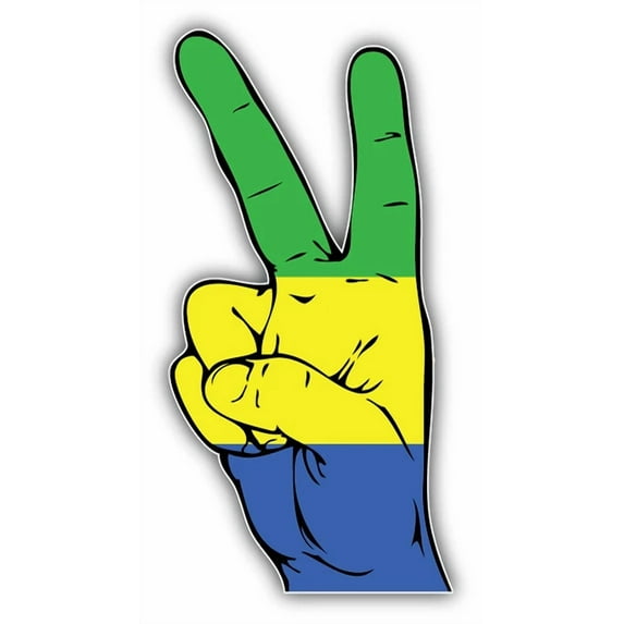 DOPASTICKER Gabon Flag Hand Peace Sign Sticker Decal Phone Decal Water ...