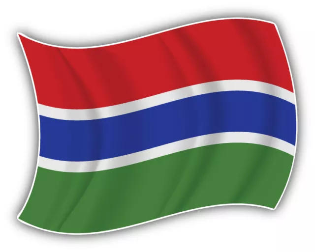 DOPASTICKER Gambia Waving Flag Sticker Decal Phone Decal Water Bottle ...