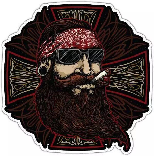 DOPASTICKER Gangster Outlaw Beard Red Bandana Car Window Sticker Decal ...