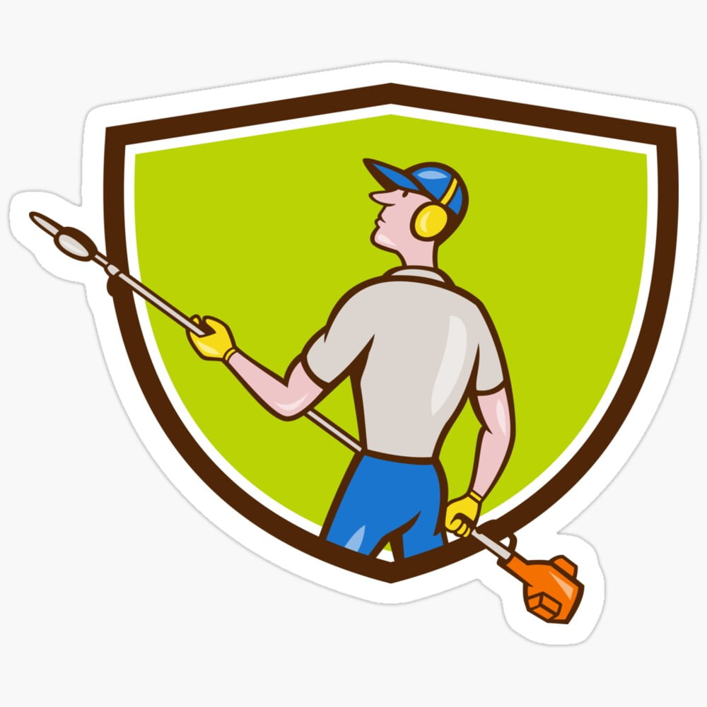 DOPASTICKER Gardener Hedge Trimmer Crest Cartoon Sticker Phone Decal ...