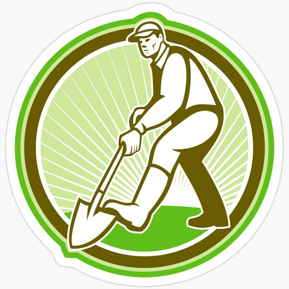 DOPASTICKER Gardener Landscaper Digging Shovel Circle Sticker Phone ...