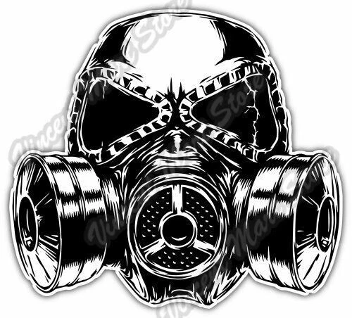 DOPASTICKER Gas Mask Sketch Biohazard Poison Toxic Car Sticker Decal ...
