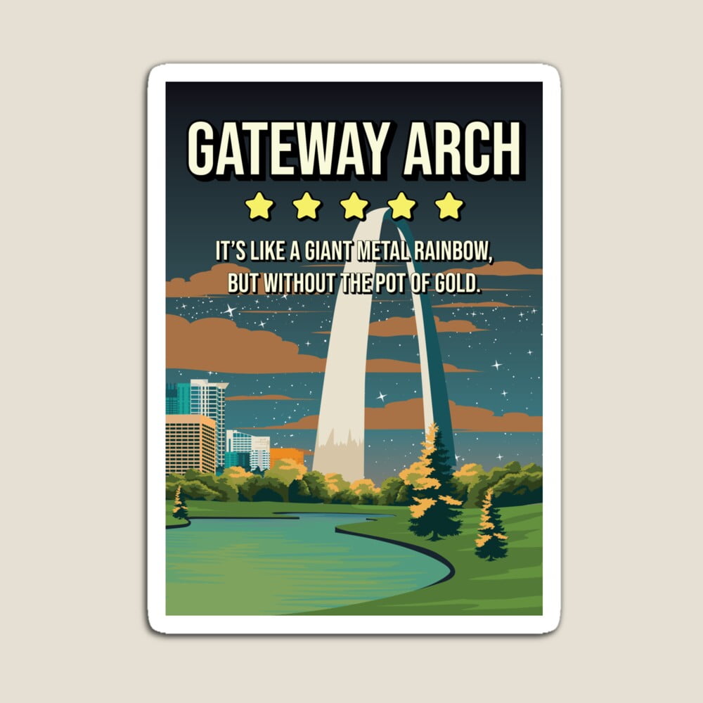 DOPASTICKER Gateway Arch Vintage Minimal Retro Review Travel Poster ...