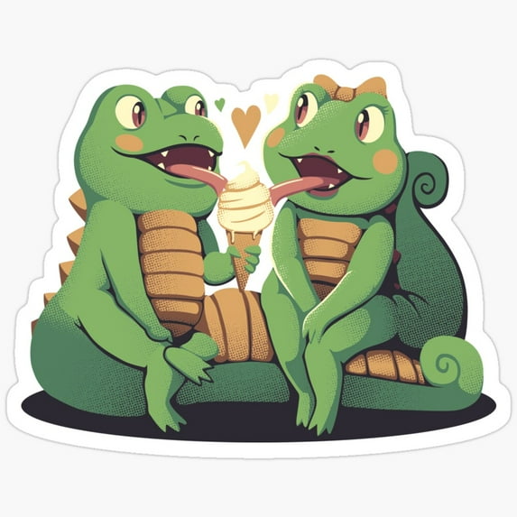 DOPASTICKER Gecko Love Ice Cream Perfect Gift Everyone Phone Decal ...