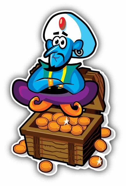 DOPASTICKER Genie Money Cartoon Sticker Decal Phone Decal Water Bottle ...