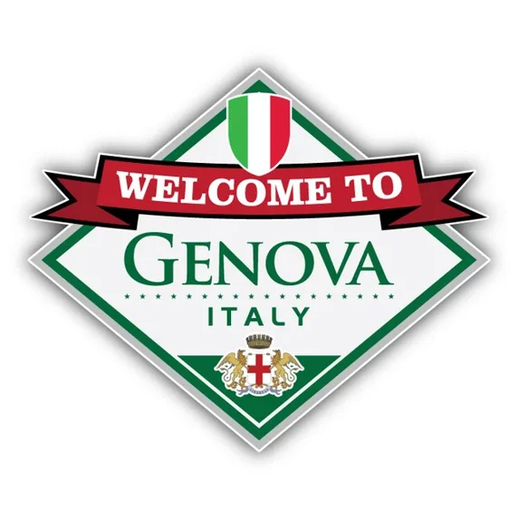 DOPASTICKER Genova Italy Welcome Travel Badge Sticker Decal Phone Decal ...