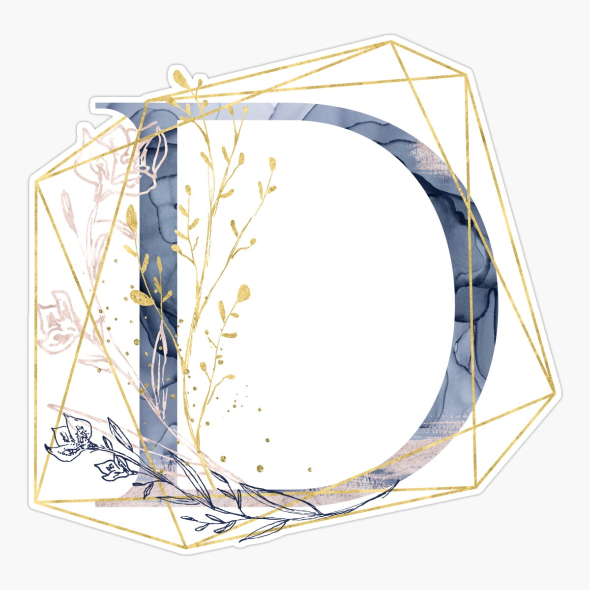 DOPASTICKER Geometric Decorative Letter D Sticker, Phone Sticker Car ...