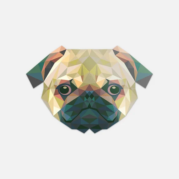DOPASTICKER Geometric Pug Dog Animal Polygonal Sticker Waterproof ...