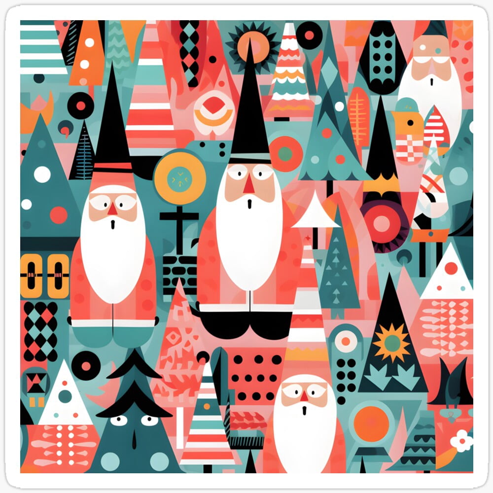 DOPASTICKER Geometric San.Ta Pattern Chris.Tmas Pattern Art San.Ta ...