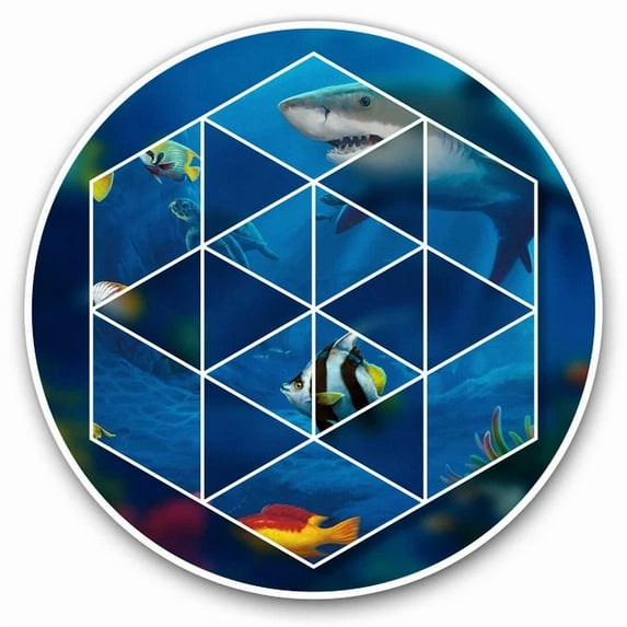 DOPASTICKER Geometric Underwater Ocean Dive Diver Cool Gift Decorative ...