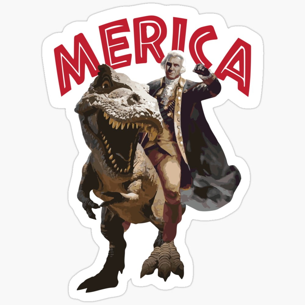 DOPASTICKER George Washington Riding A Tyrannosaurus Rex 'Merica ...