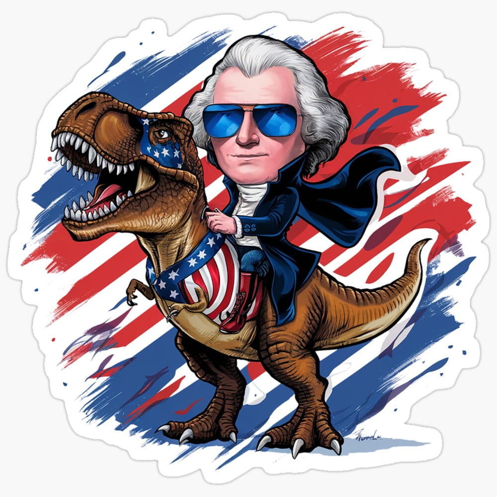 DOPASTICKER George Washington & T-Rex, Independence Day Sticker Phone ...