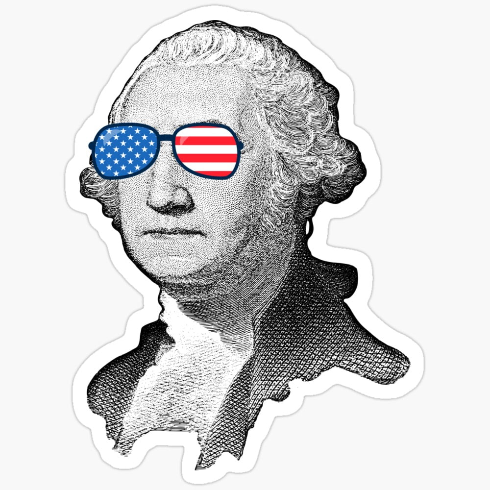 DOPASTICKER George Washington With American Flag Sunglasses Sticker ...